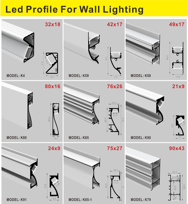 Aluminum LED Wall Profile Lighting LED Alu Skirting Line Drywall ...